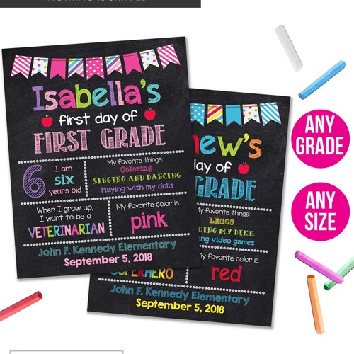 First Day of School Sign Back to School Chalkboard Poster - Etsy