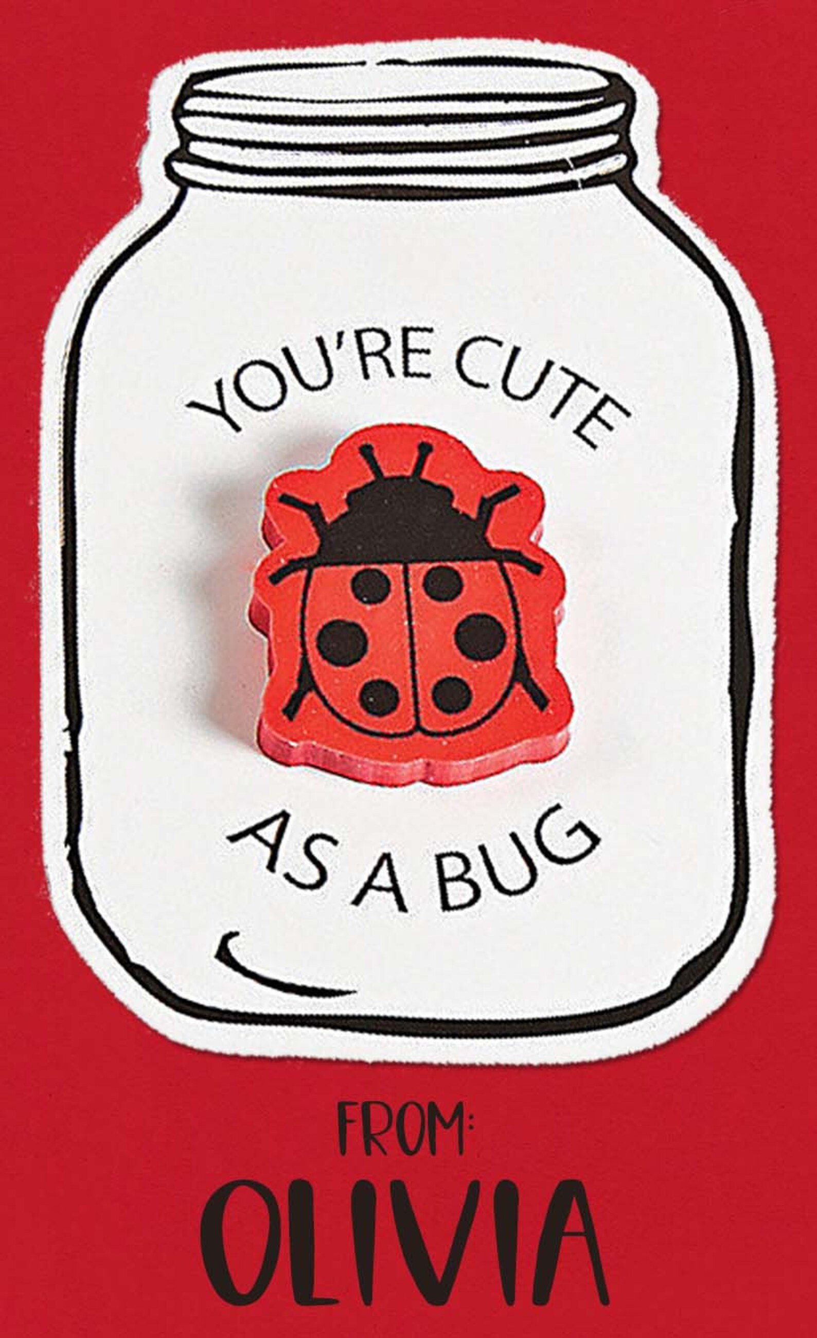 Love Bug Valentines With Erasers PRINTED Bug Eraser - Etsy