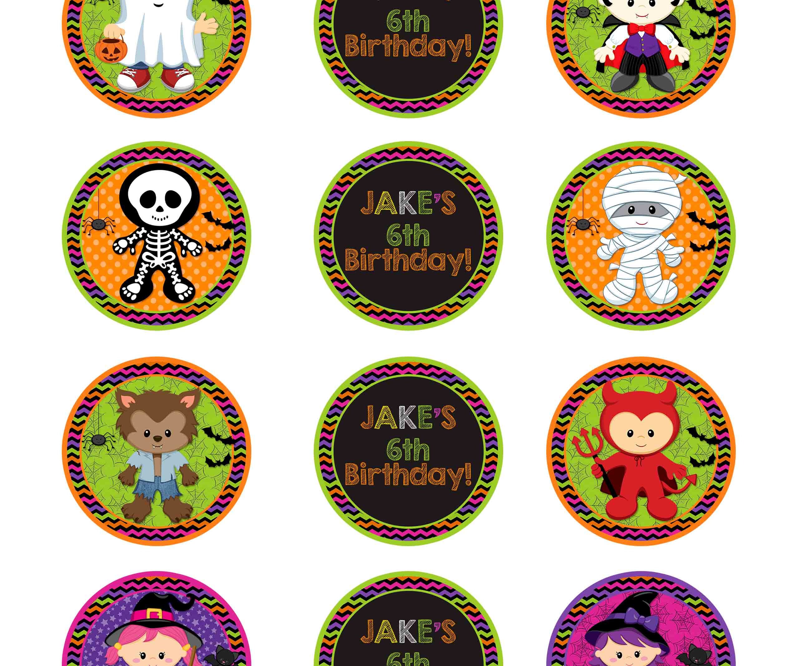 Halloween Birthday Cupcake Toppers PRINTABLE Digital Kids | Etsy