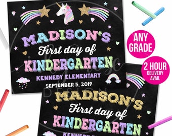 Unicorn First Day of Kindergarten Sign Instant Download Print - Etsy