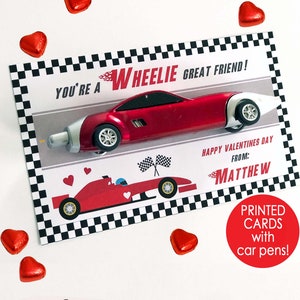 Kids Valentines Cards PRINTED With Race Car Pen, I Wheelie Like You ...