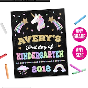 Unicorn First Day of Kindergarten Sign PRINTABLE, 1st First Day of Any ...