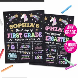 Unicorn First Day of School Sign PRINTABLE, Back to School Sign, 1st ...