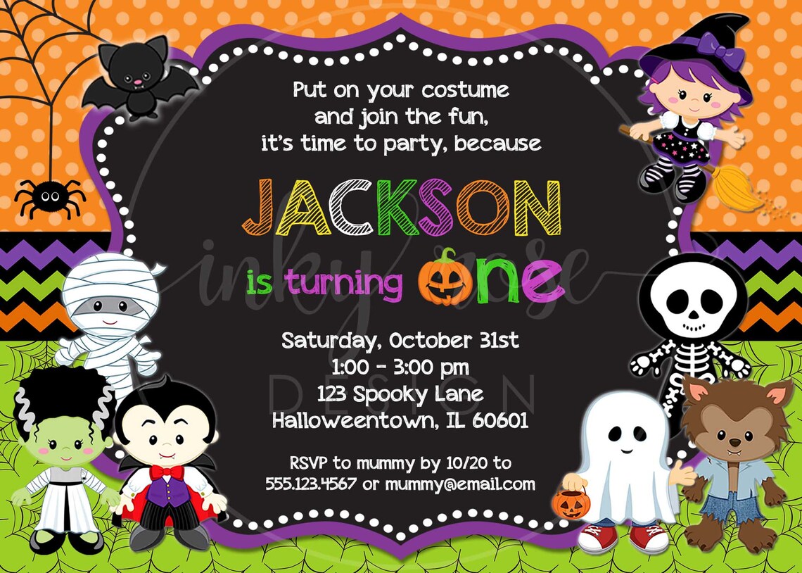 Halloween 1st Birthday Invitation PRINTABLE Digital Invite or - Etsy