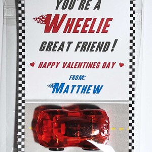 Wheelie Valentines Day Cards, PRINTED Race Car Valentine's Day Cards ...