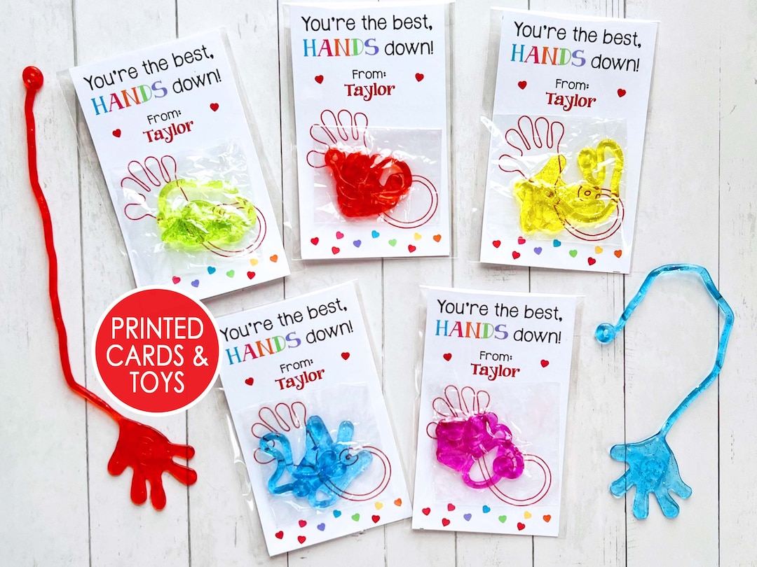 Sticky Hands Valentine Cards, PRINTED School Valentines for Class ...