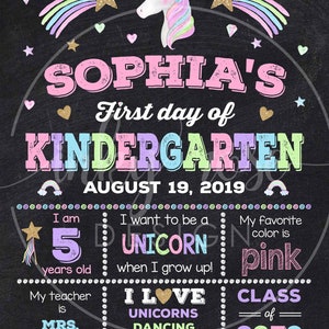 Unicorn First Day of School Sign PRINTABLE, Back to School Sign, 1st ...