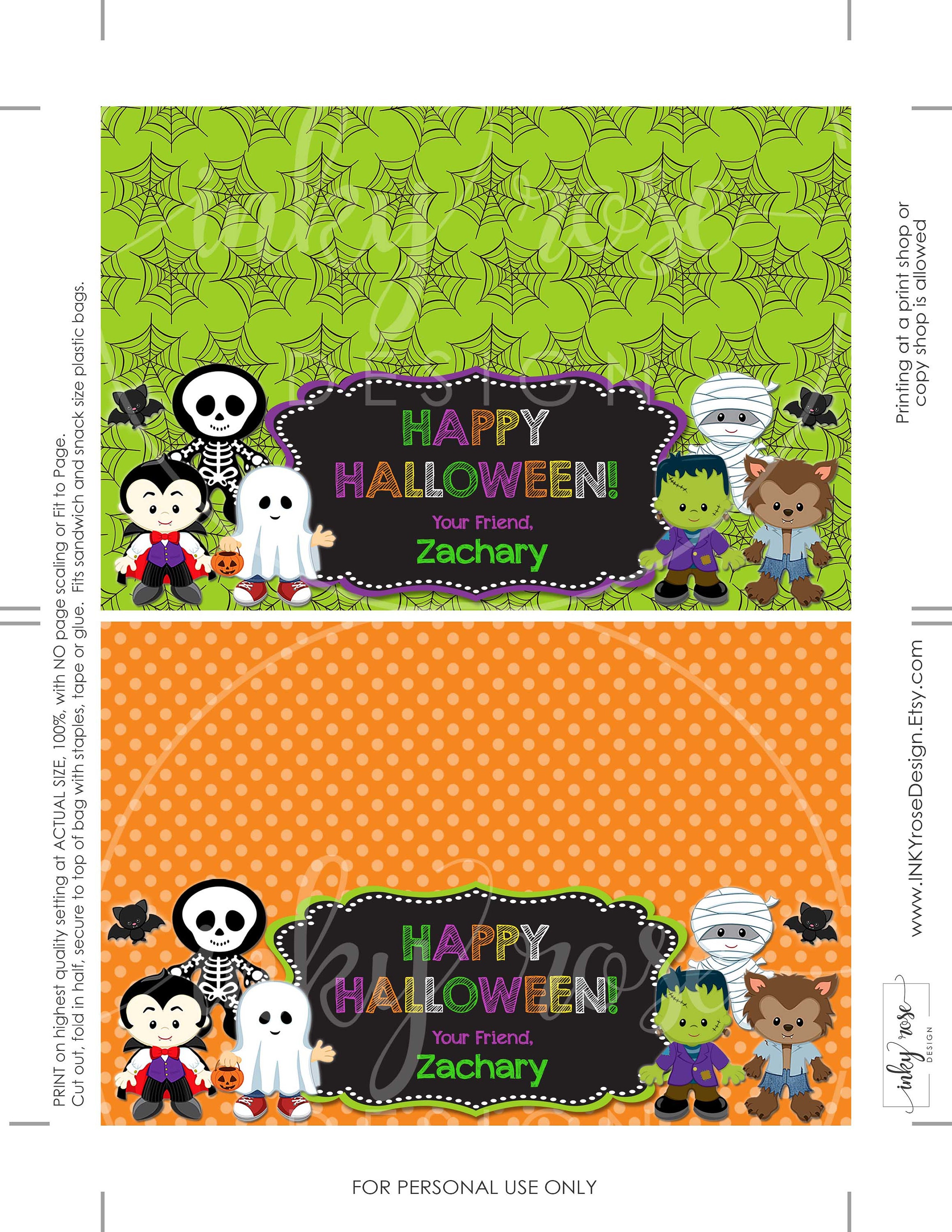Halloween Bag Toppers PRINTABLE Instant Download Halloween | Etsy