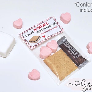 Smore Valentines Stickers and Bags, PRINTED Valentine Smores Kit Treat ...