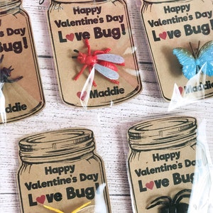 Love Bug Valentine Cards, PRINTED Bug Valentines Card for Kids, Toy ...