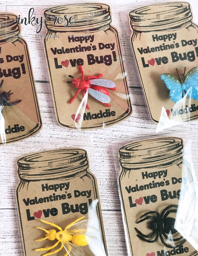 Love Bug Valentine Cards PRINTED Bug Valentines Card for | Etsy