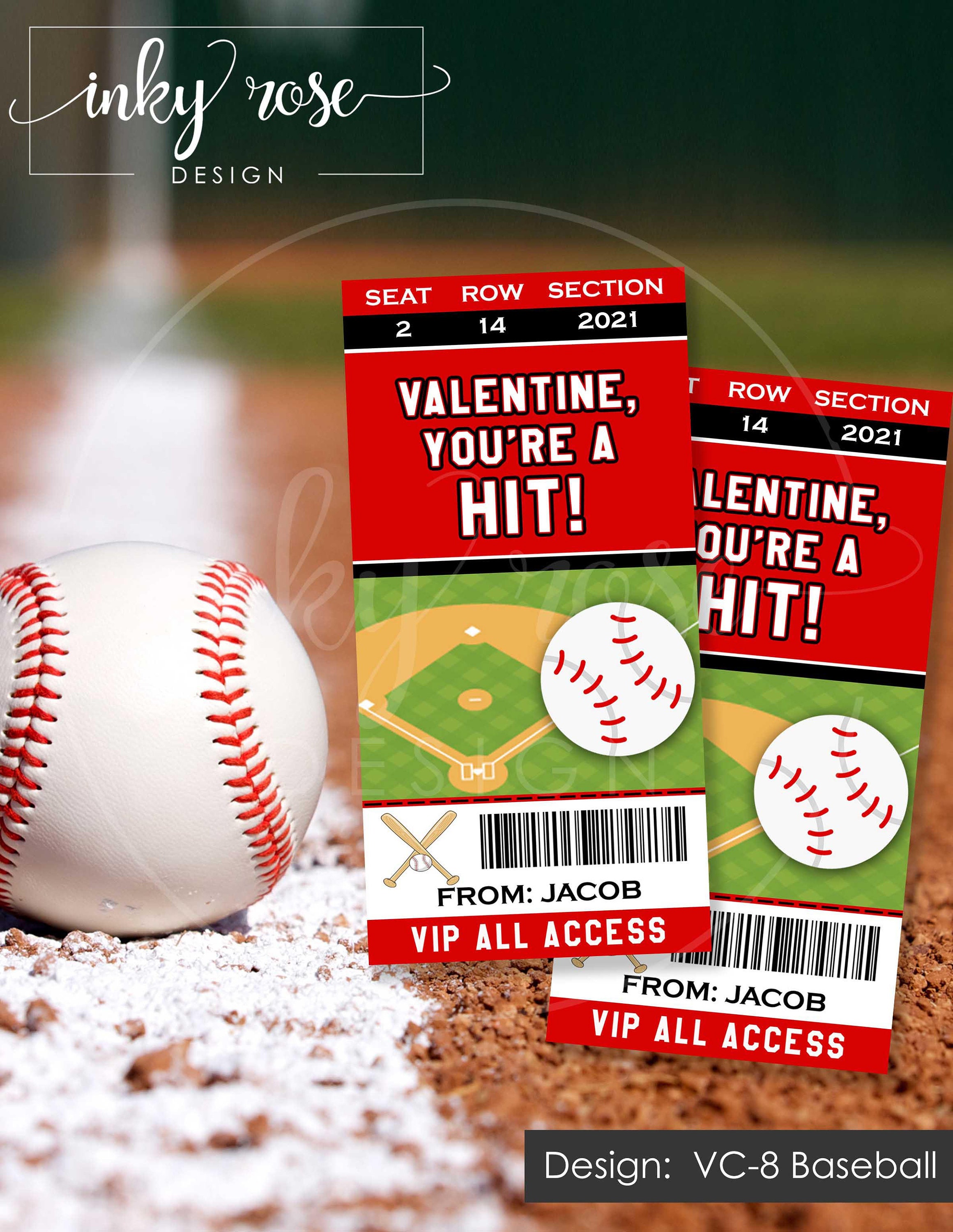 Baseball Valentine Cards Personalized Kids Valentine's | Etsy