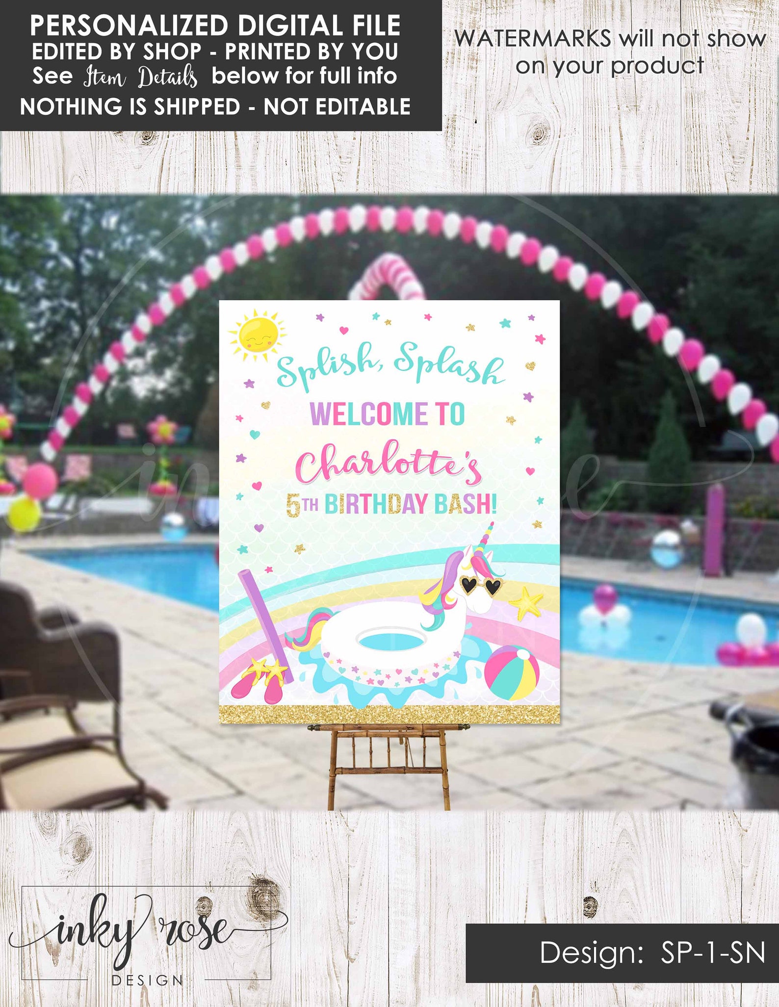 Unicorn Pool Party Centerpiece PRINTABLE, Unicorn Floatie Swimming ...