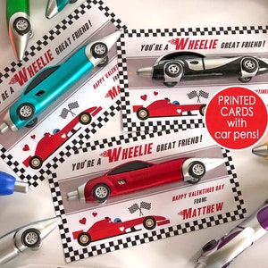Kids Valentines Cards PRINTED With Race Car Pen, I Wheelie Like You ...