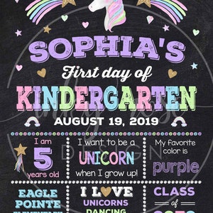Unicorn First Day of School Sign PRINTABLE, Back to School Sign, 1st ...