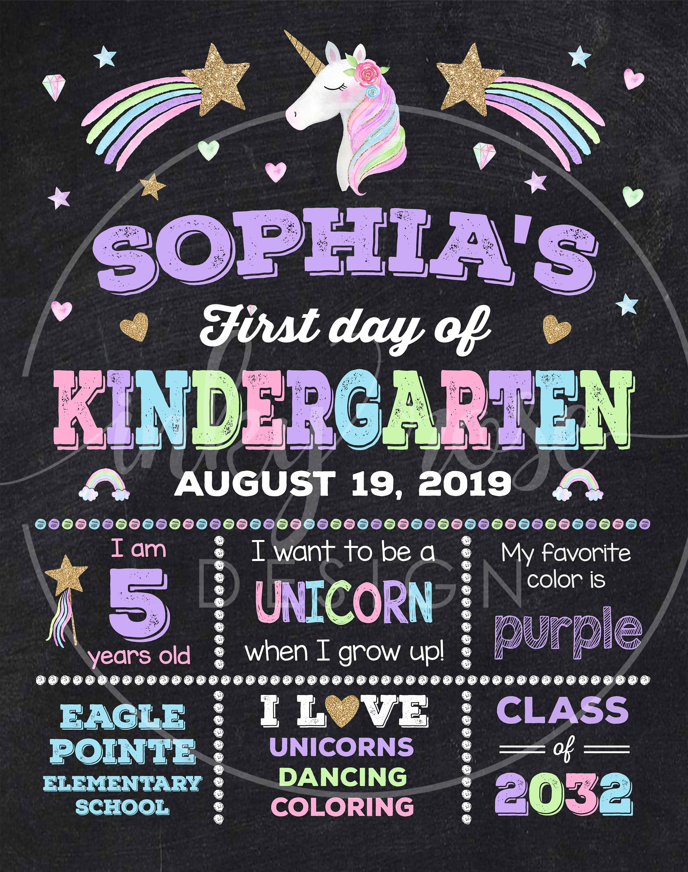 Unicorn First Day of School Sign PRINTABLE, Back to School Sign, 1st ...