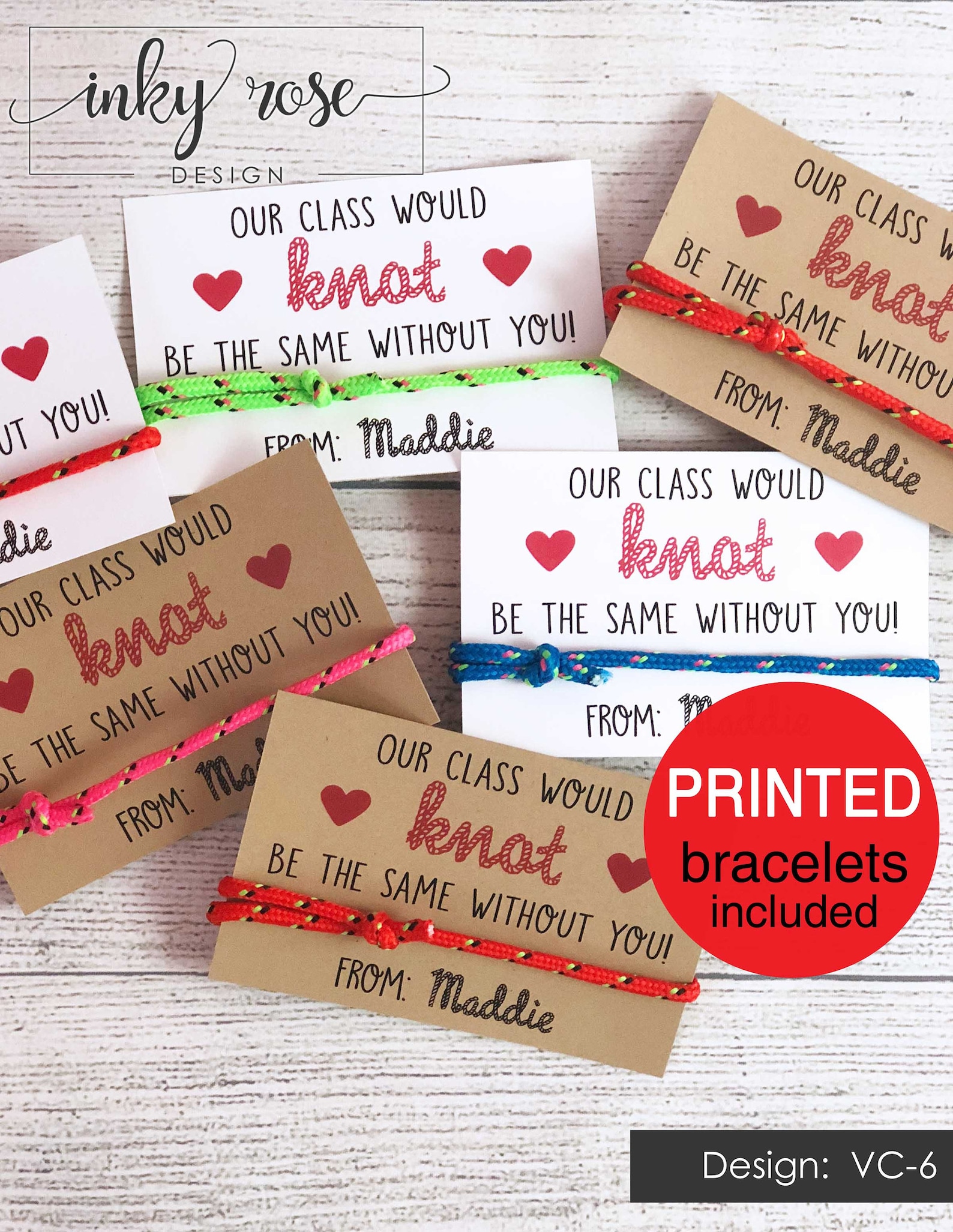 Knot Valentines PRINTED Friendship Bracelet Valentine's - Etsy