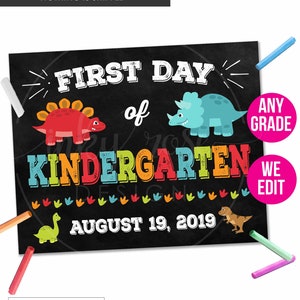 First Day of School Sign Dinosaur PRINTABLE - Etsy