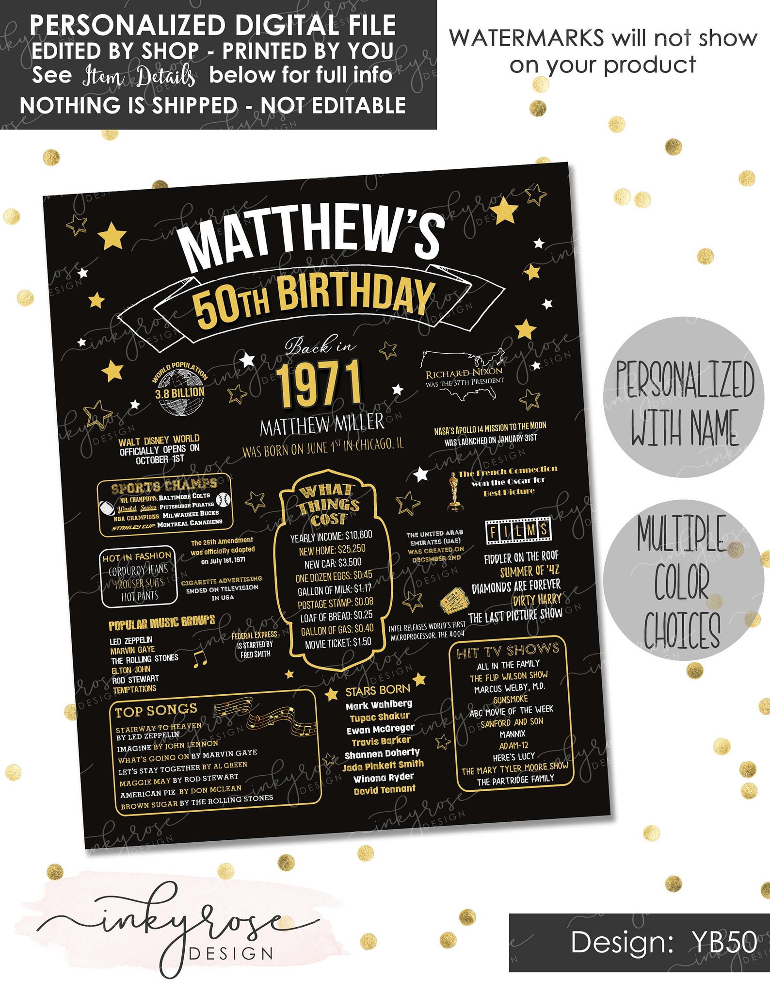 50th Birthday Party Decorations PRINTABLE Sign 50th Birthday - Etsy