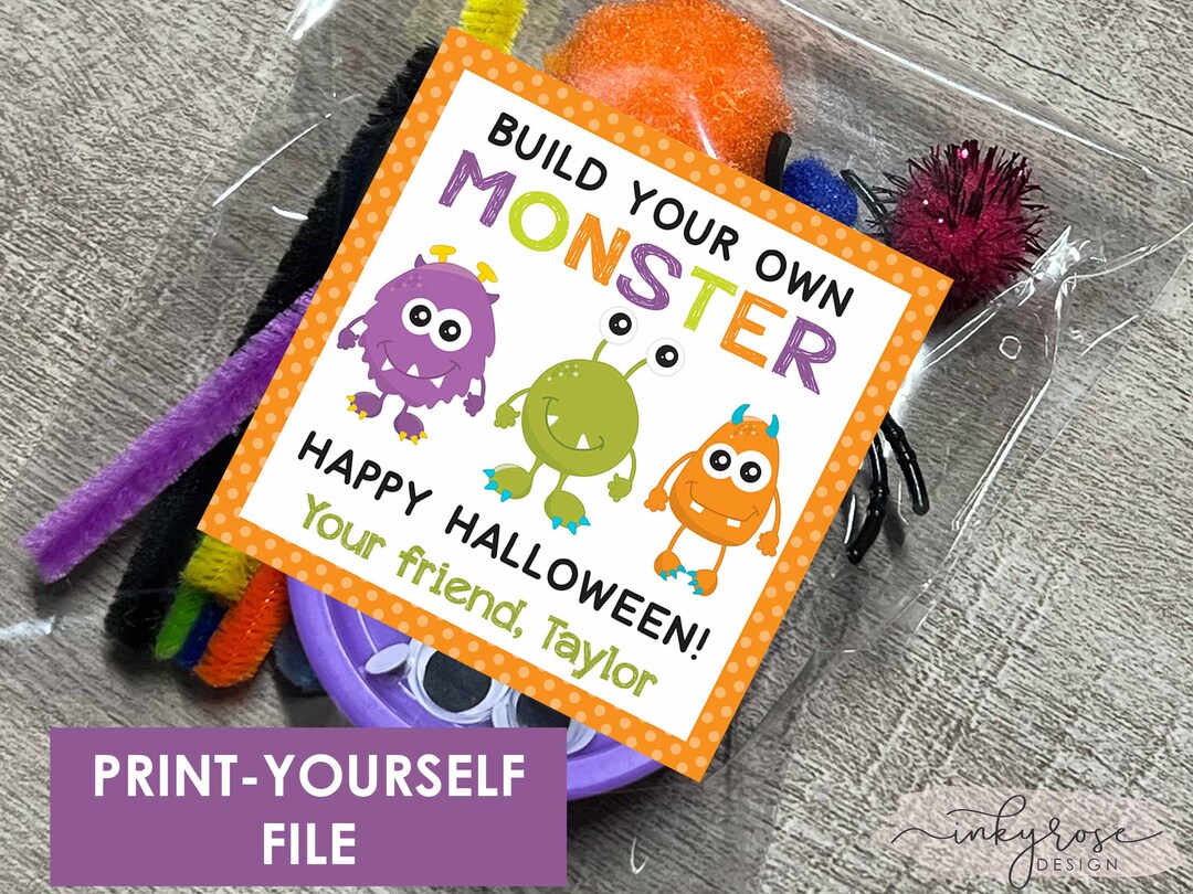 Build A Monster Halloween Favor Tags PRINTABLE Stickers Labels ...