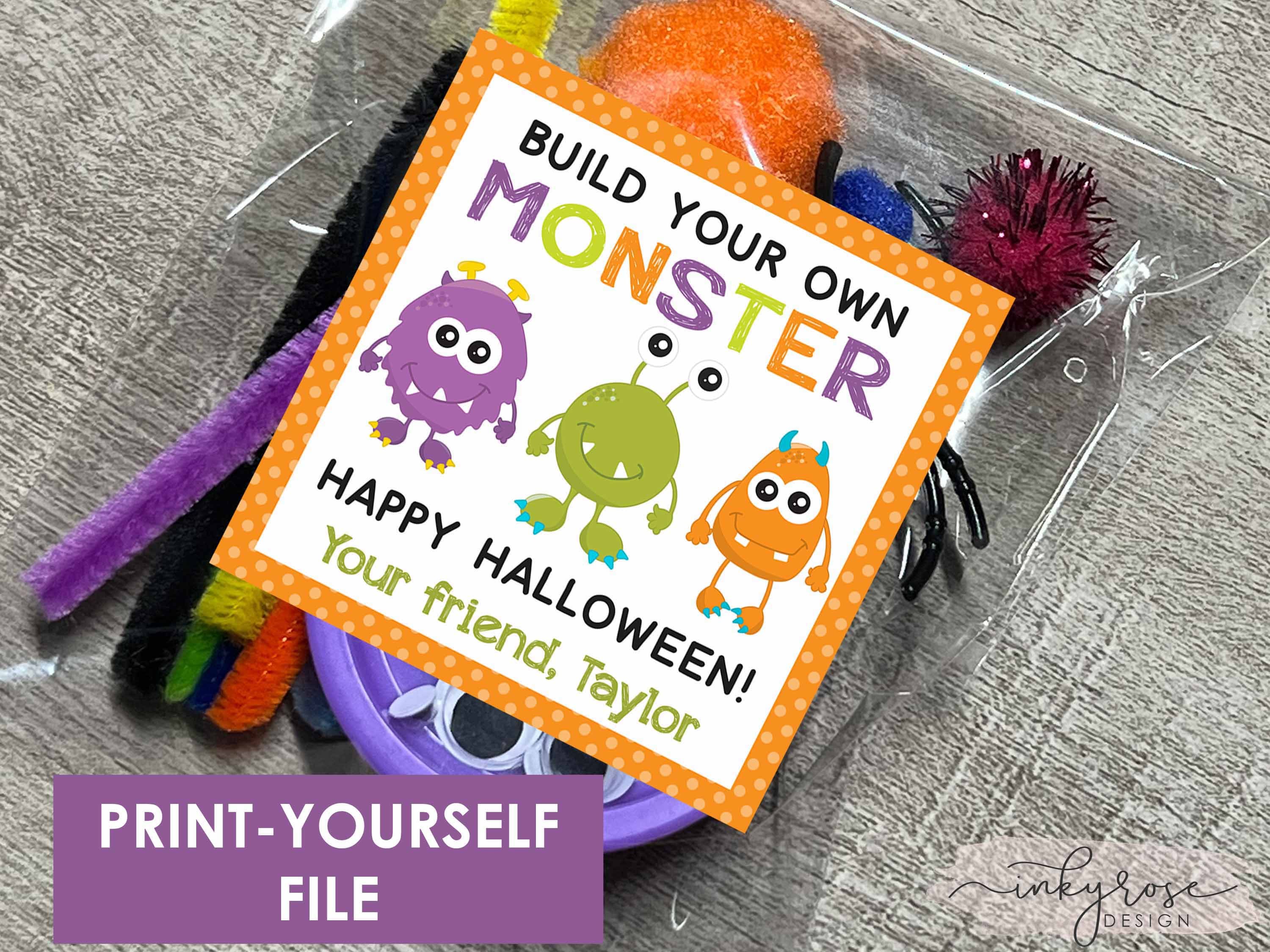 Build A Monster Halloween Favor Tags PRINTABLE Stickers Labels ...