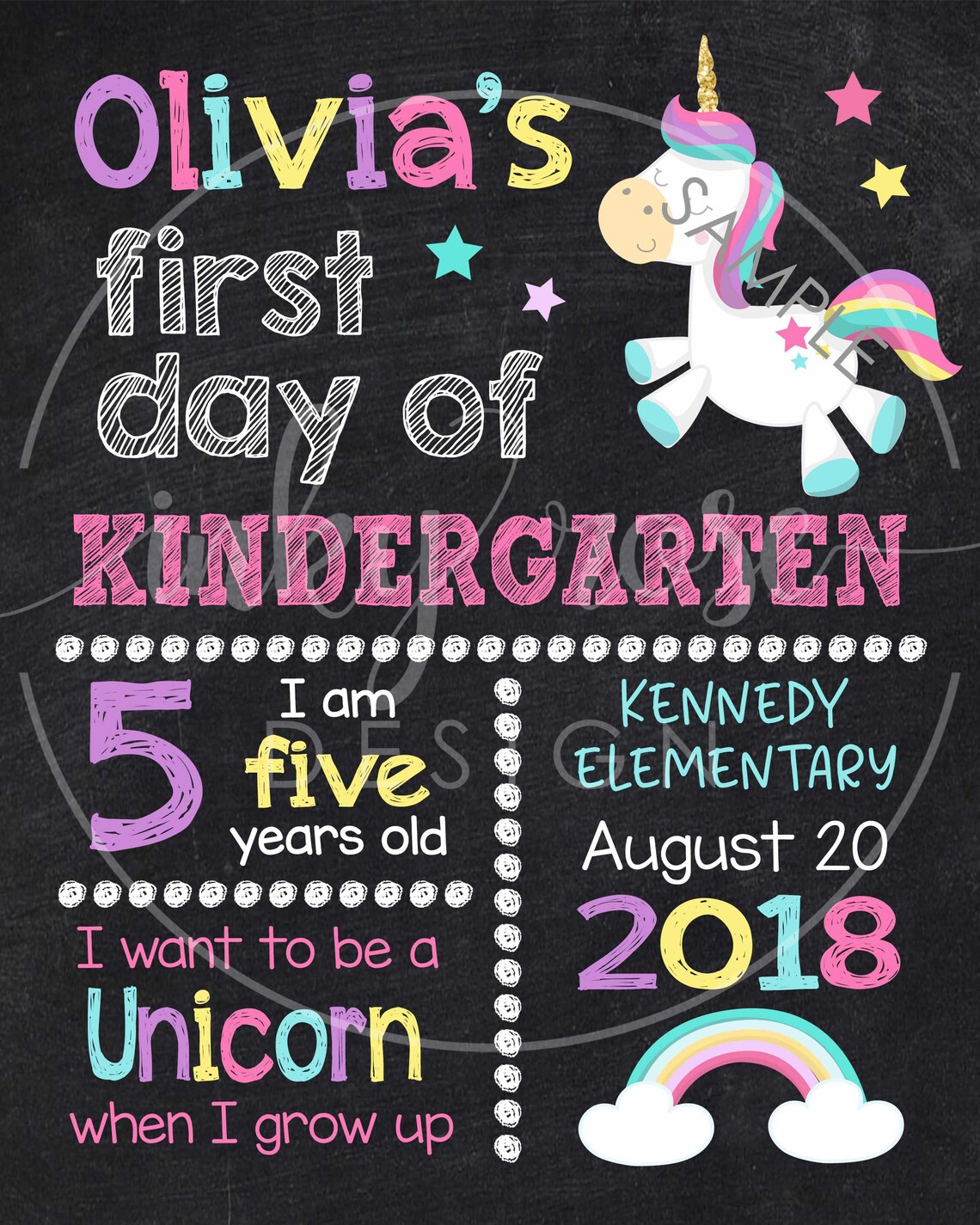 First Day of School Sign Unicorn PRINTABLE 1st First Day of - Etsy