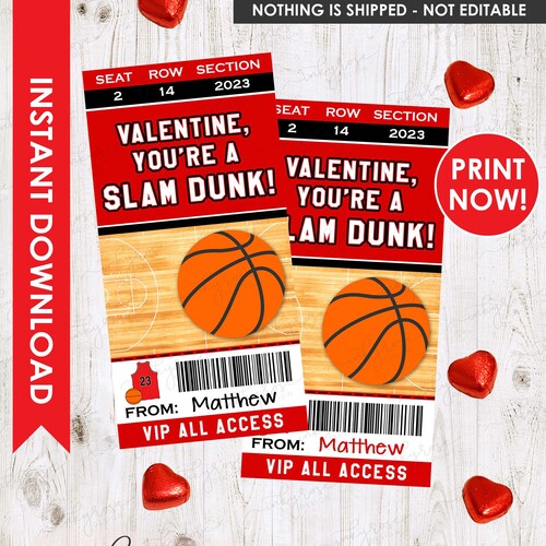 Basketball Valentines Day Card INSTANT DOWNLOAD Kids - Etsy