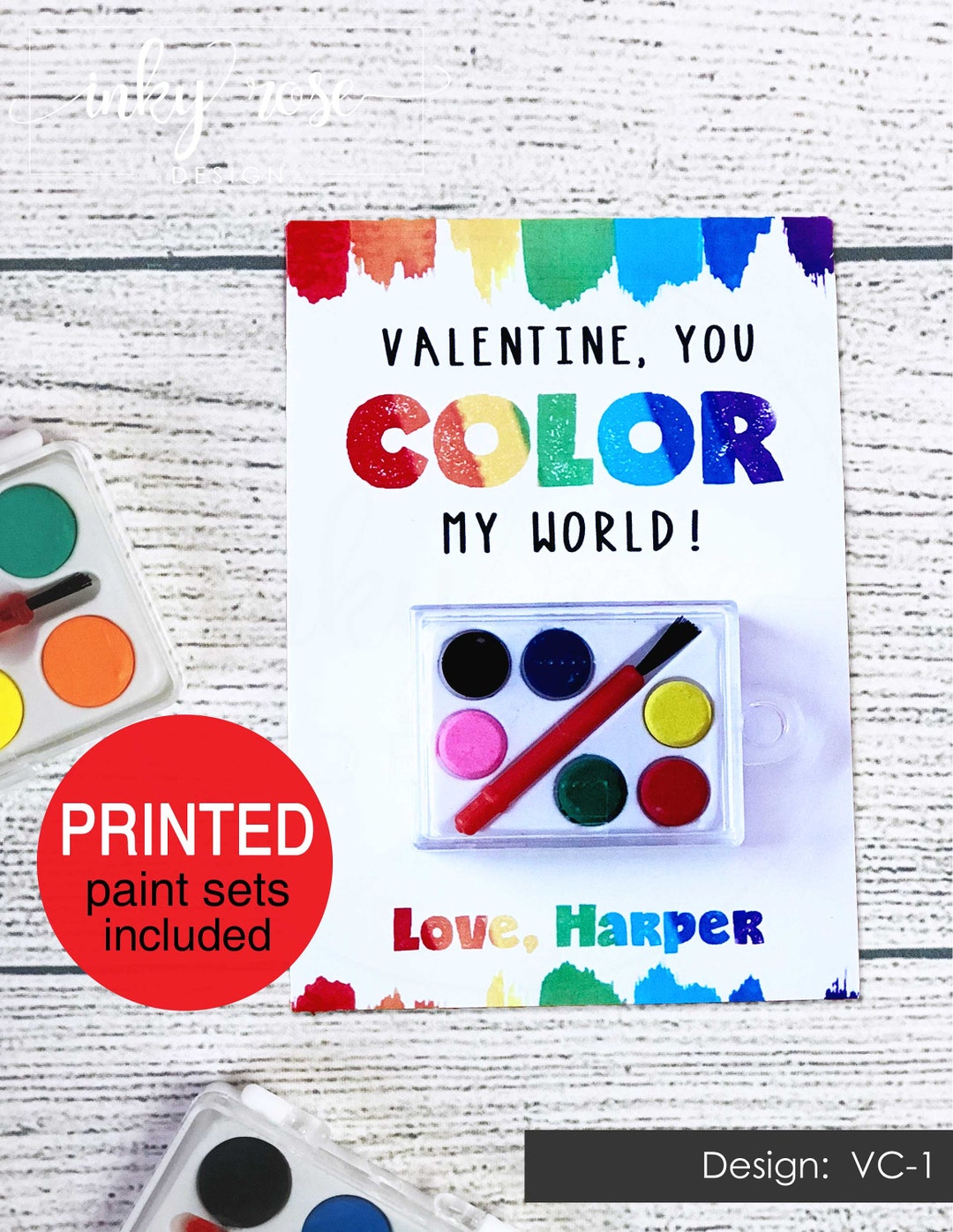 Valentine Cards for Kids, PRINTED Color My World Valentines, Valentine ...