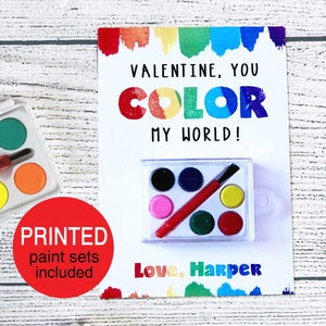 Valentine Cards for Kids, PRINTED Color My World Valentines, Valentine ...