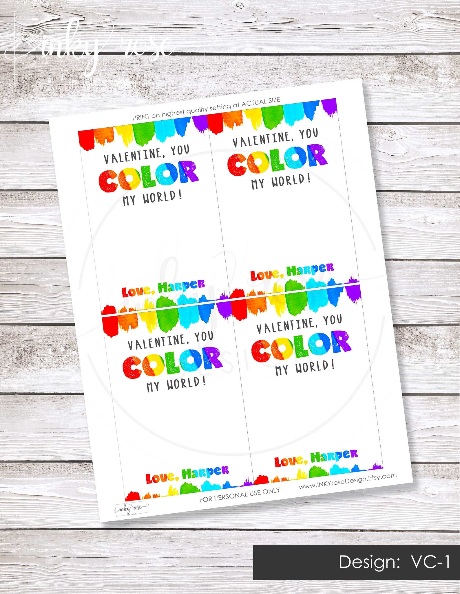 Valentine Cards for Kids PRINTABLE Color My World Valentines | Etsy