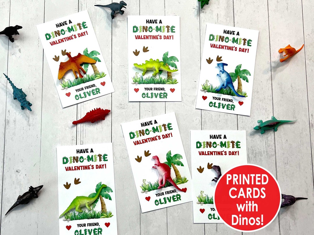 Dinosaur Valentine Cards for Kids, PRINTED Dino-mite Valentines for ...
