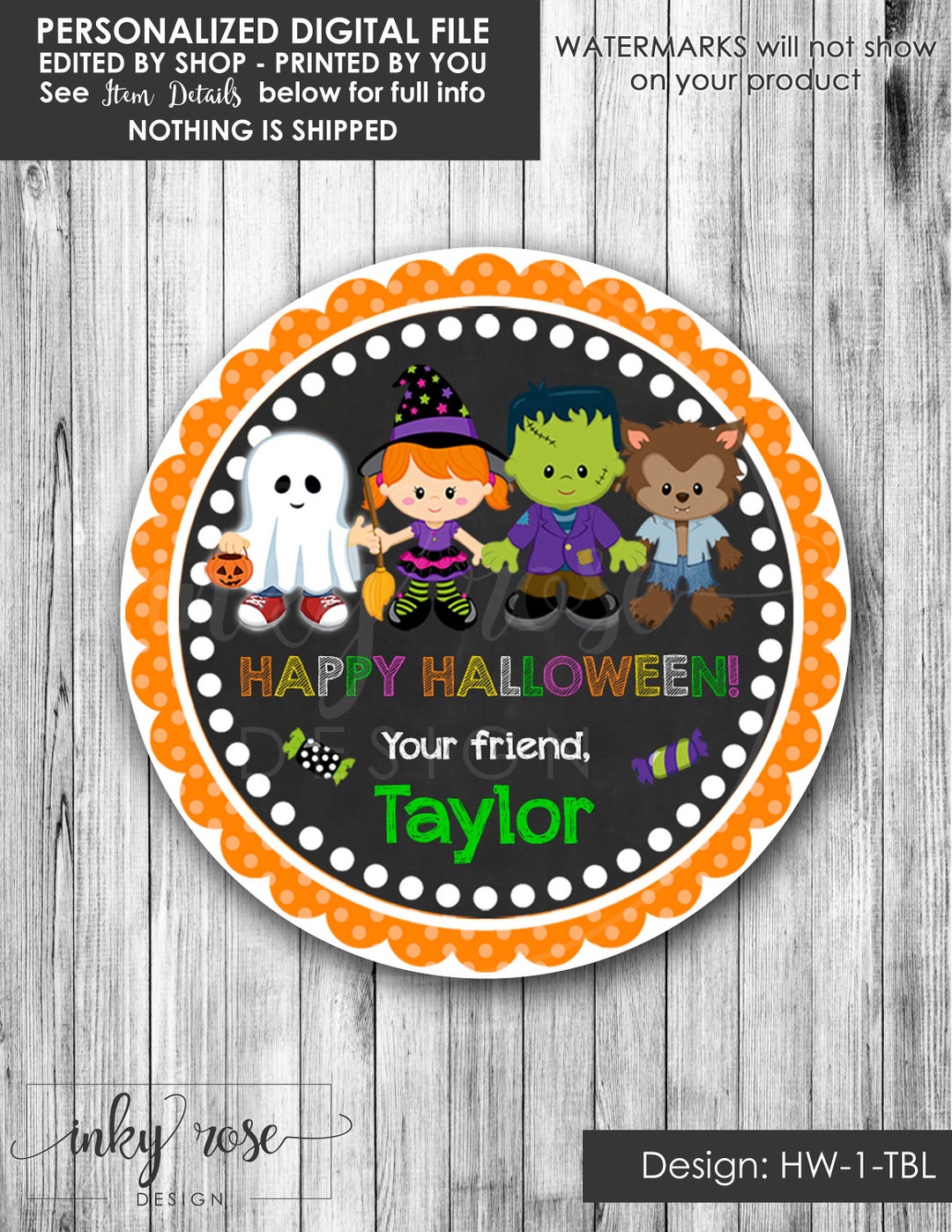 Halloween Favor Tags PRINTABLE Stickers Labels, Halloween Birthday ...