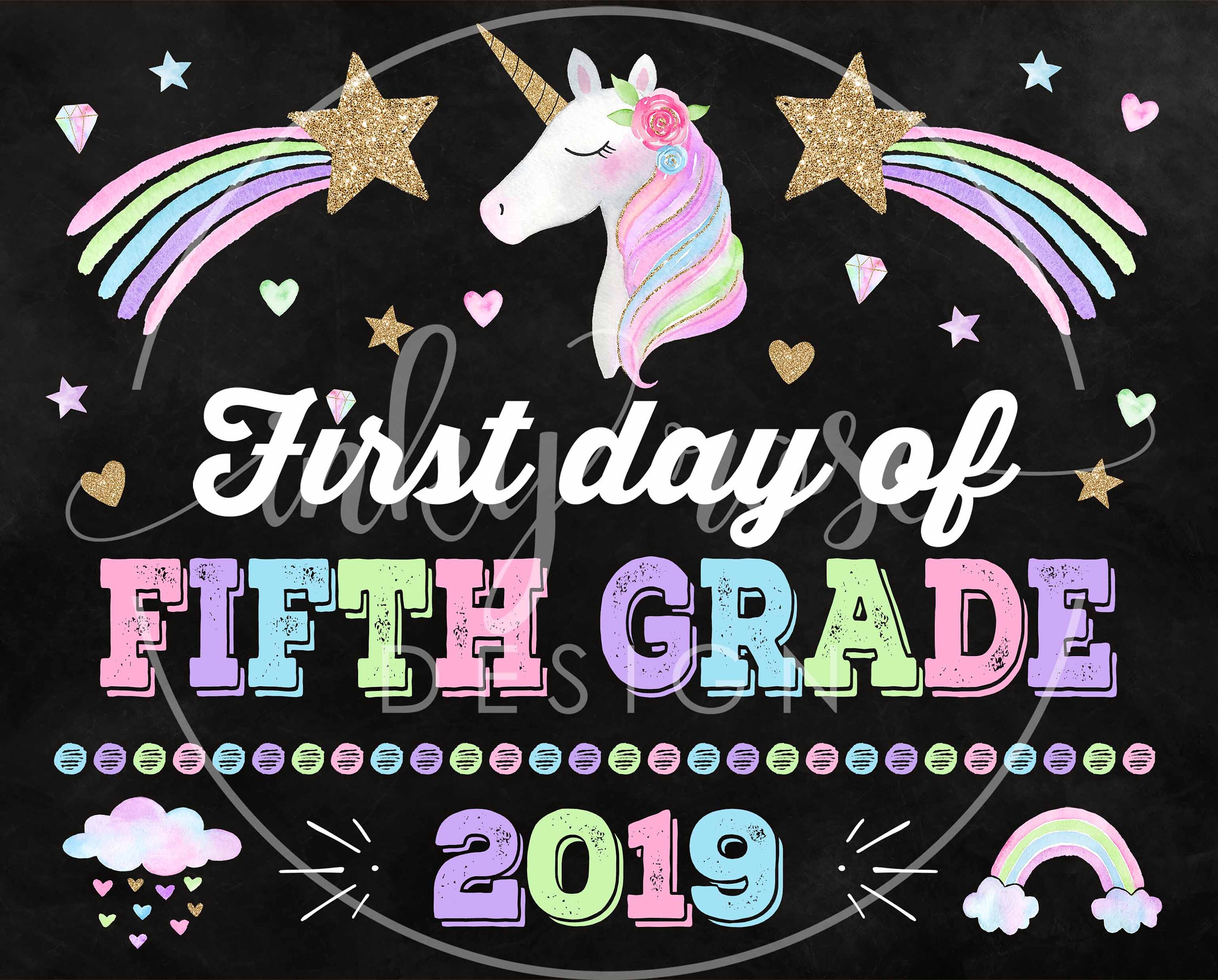 Unicorn First Day of Fifth Grade Unicorn Sign PRINTABLE - Etsy