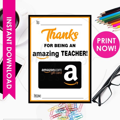 Amazon Gift Card Holder for Teacher PRINTABLE Teacher - Etsy