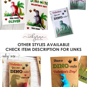Dinosaur Valentine Cards, PRINTED Dino-mite Valentines for Boys Kids ...