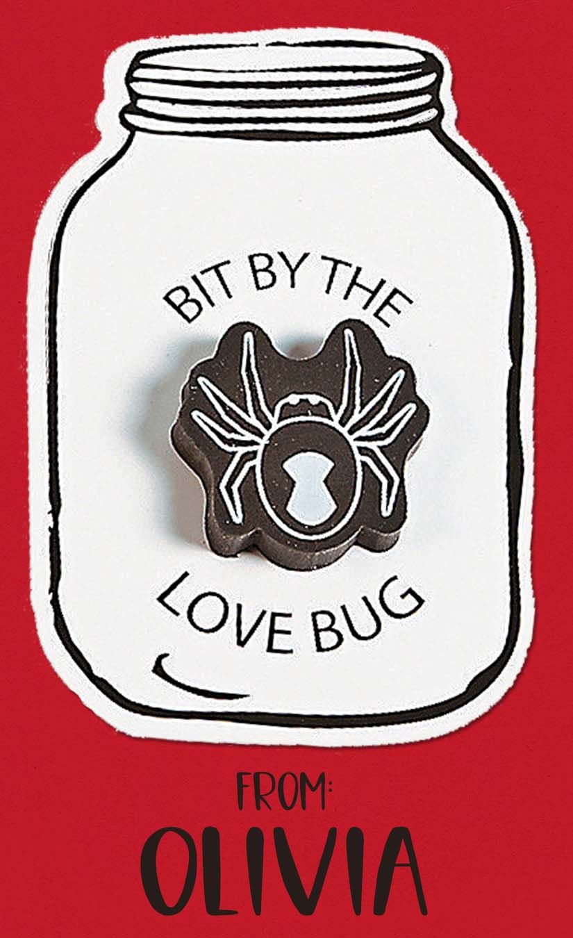 Love Bug Valentines With Erasers PRINTED Bug Eraser - Etsy
