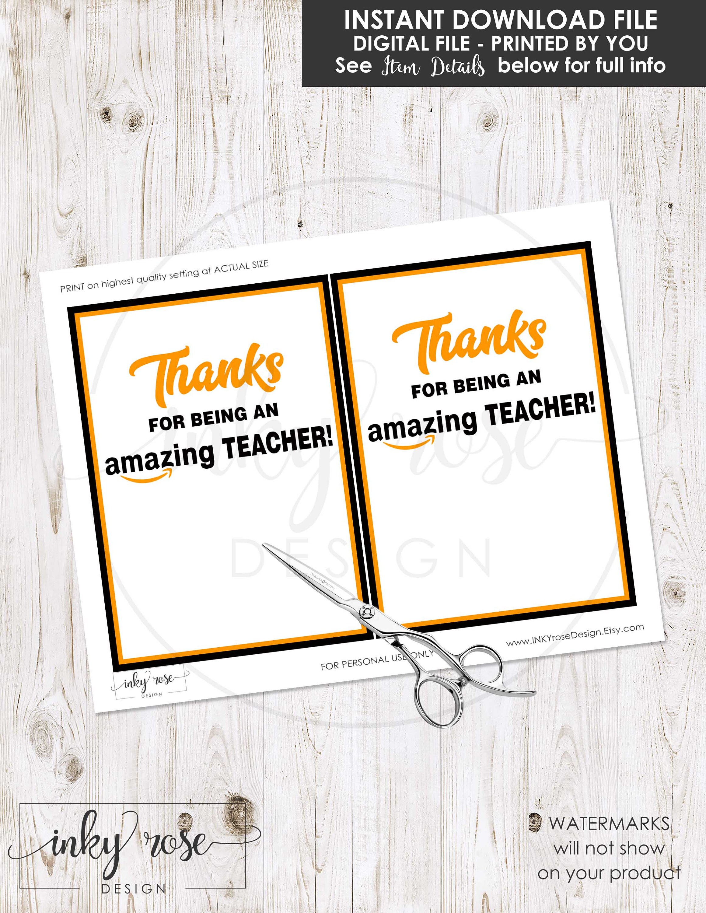 Amazon Gift Card Holder PRINTABLE Teacher Appreciation Gift | Etsy