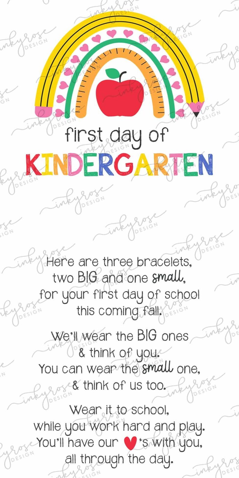 First Day of Kindergarten Bracelet PRINTABLE Instant Download, Back to ...