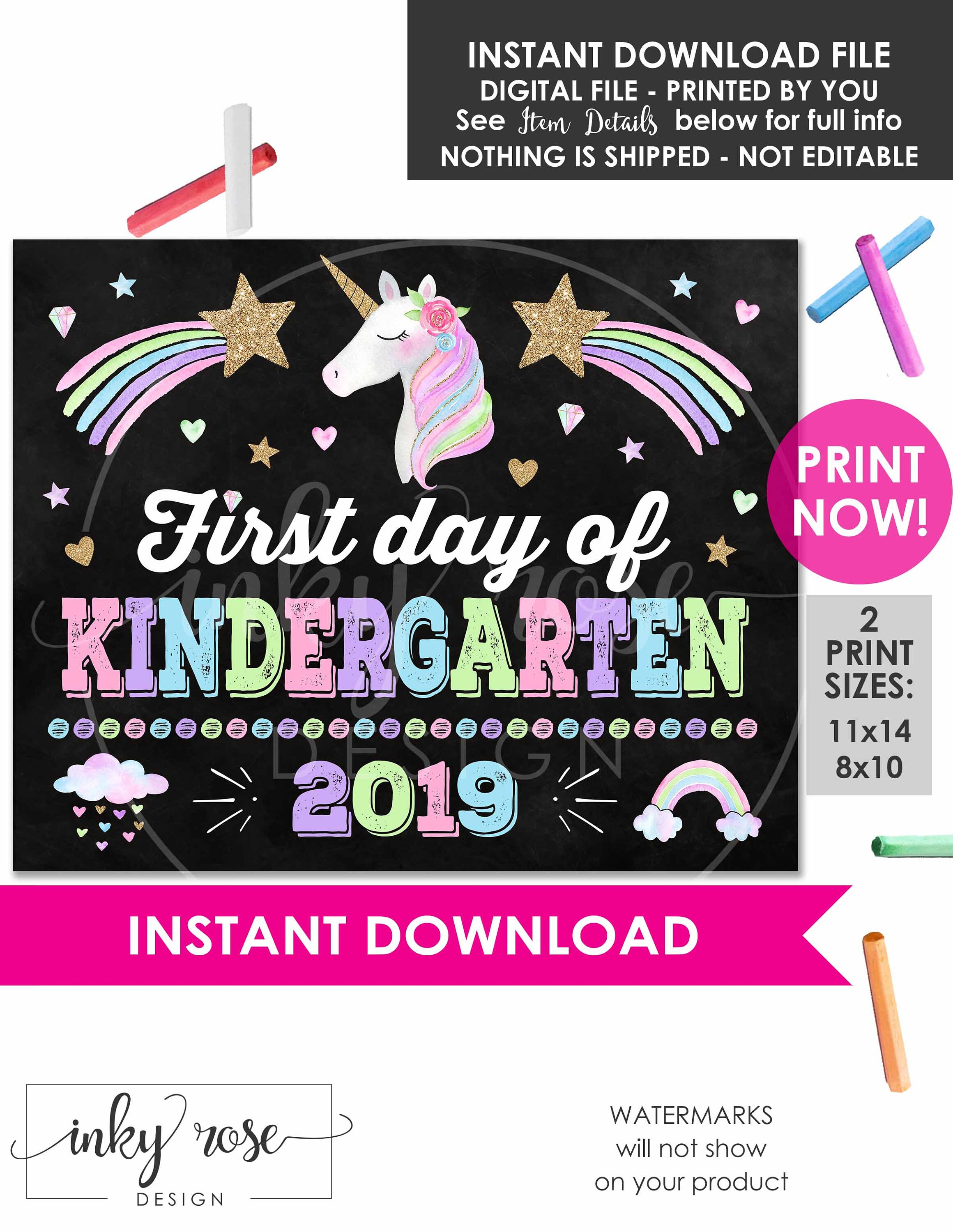 Party Supplies Paper & Party Supplies Unicorn First Day of Kindergarten ...