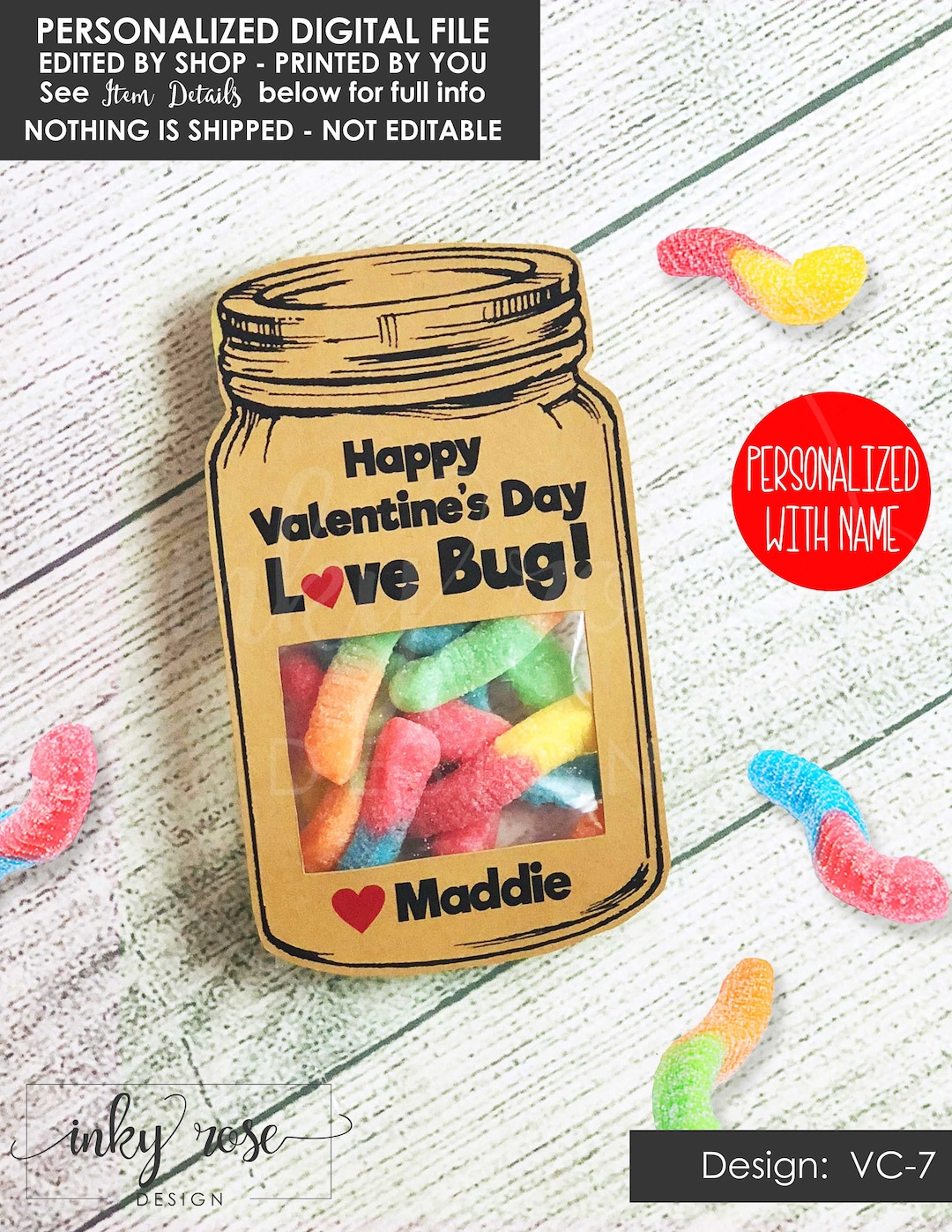 Love Bug Valentine Cards for Kids, PRINTABLE Classroom Valentines ...