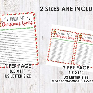 Christmas Song Trivia Game, Christmas Party Games PRINTABLE, Finish the ...