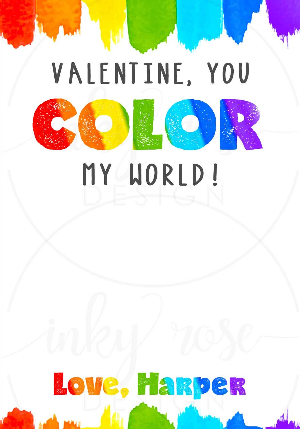 Valentine Cards for Kids PRINTABLE Color My World Valentines | Etsy