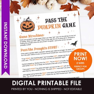Pass the Pumpkin Game Halloween Printable, Halloween Party Games for ...