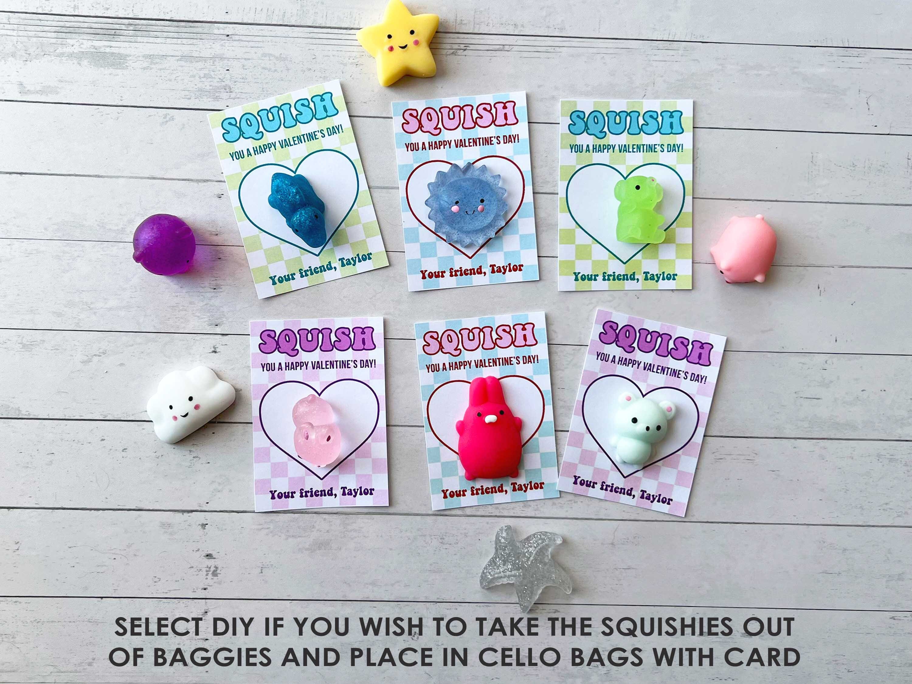 Squishy Valentine's Day Assembled Cards, PRINTED Squishy Valentine Card ...