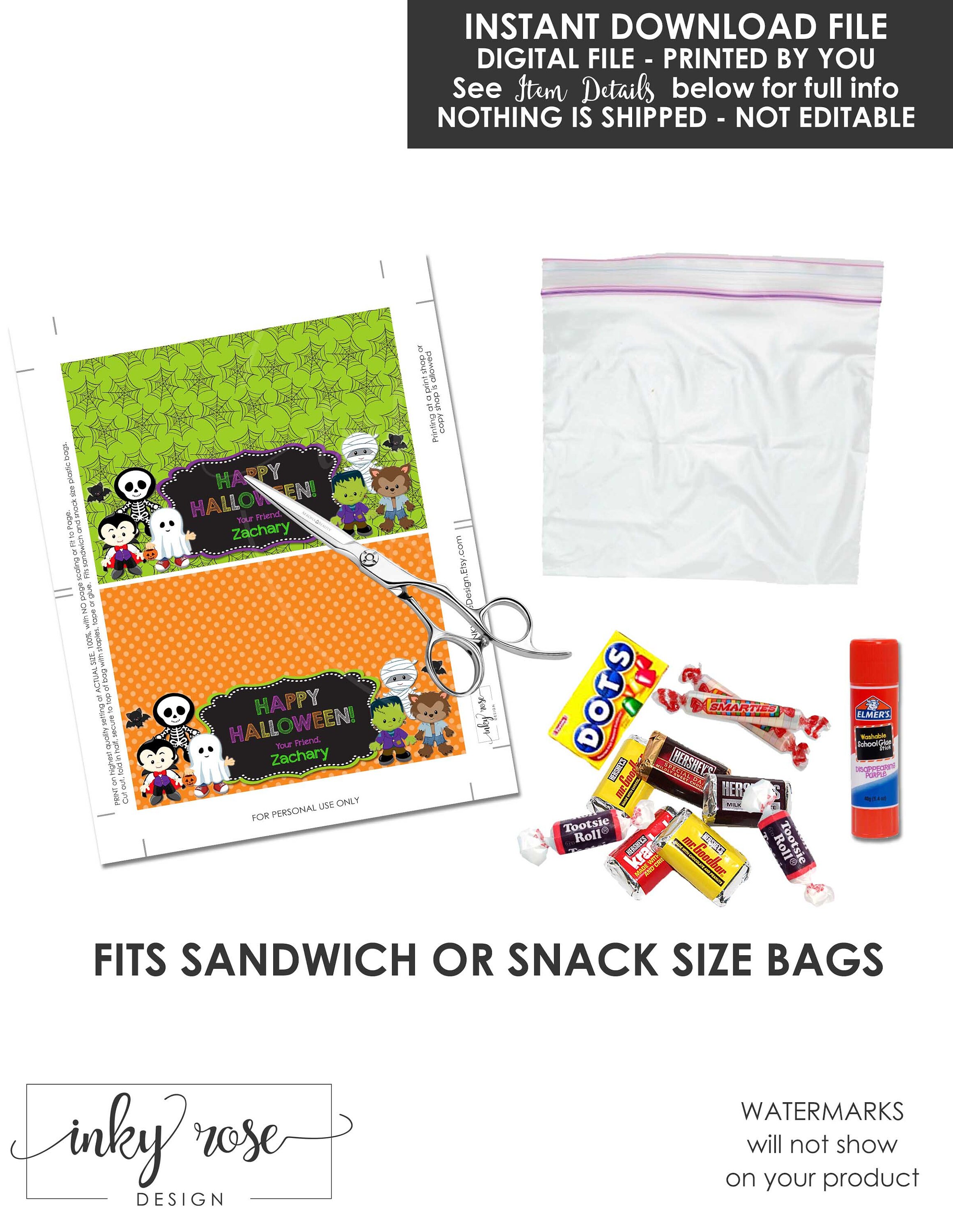 Halloween Treat Bag Toppers PRINTABLE Halloween Birthday Party - Etsy