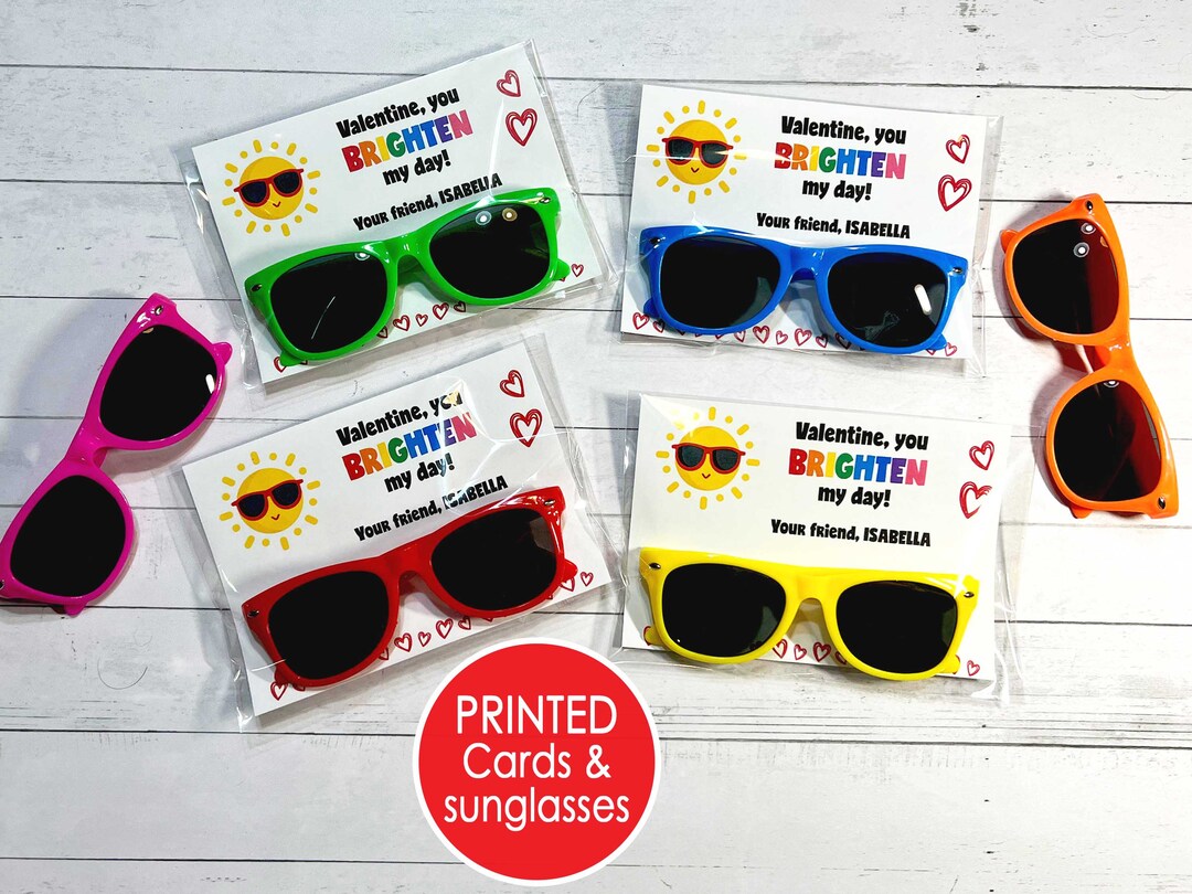 Valentine Cards for Kids, Sunglasses Valentines Day Cards, PRINTED ...