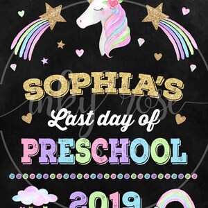 Unicorn Last Day of Preschool Sign PRINTABLE Unicorn End of - Etsy