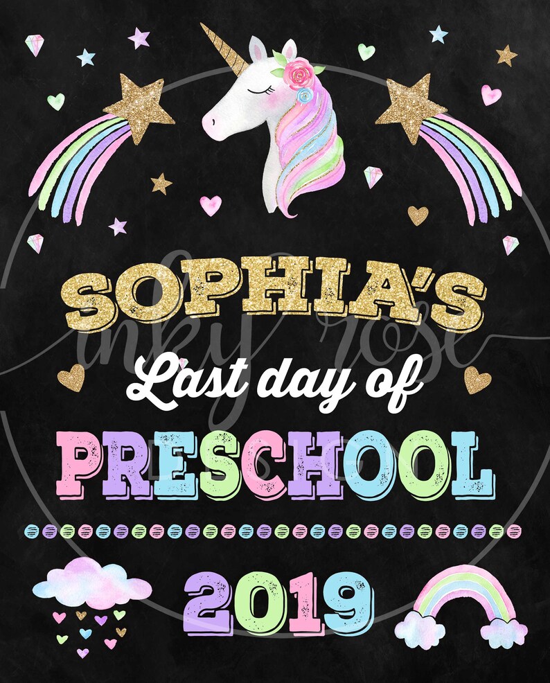Unicorn Last Day of Preschool Sign PRINTABLE Unicorn End of - Etsy