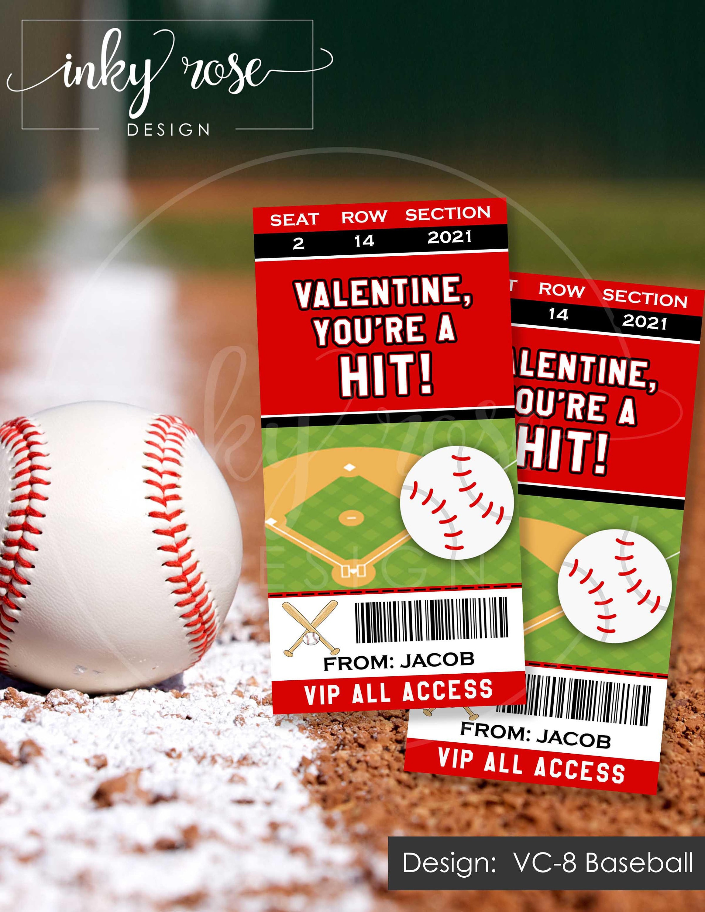 Baseball Valentine Cards Personalized Kids Valentine's | Etsy