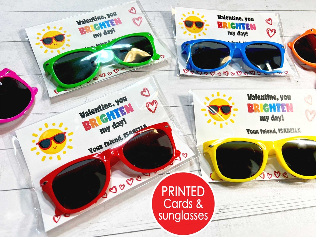 Sunglasses Valentines Day Cards, PRINTED Valentine Sunglasses Favor for ...